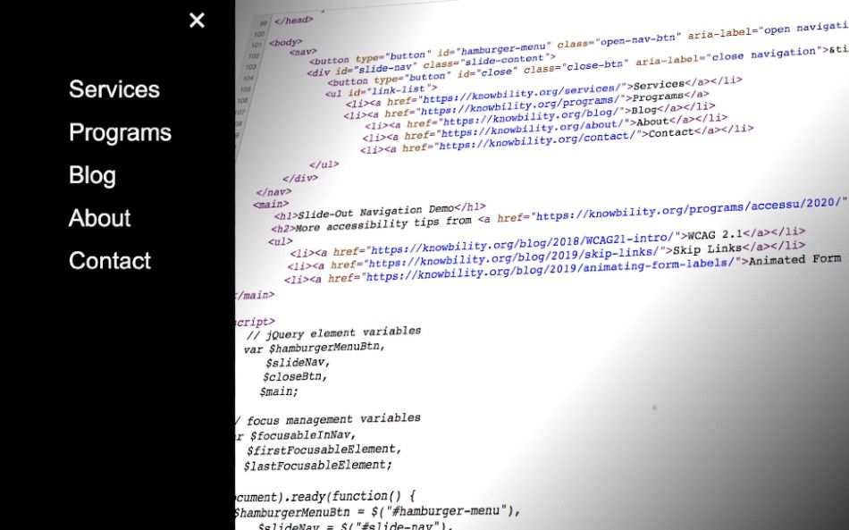 Let’s Focus on Slide-Out Navigation — Knowbility